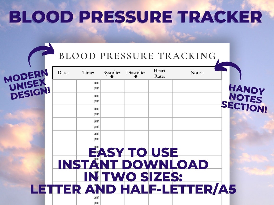 Blood Pressure Tracker Printable | Blood Pressure Tracker Personal ...