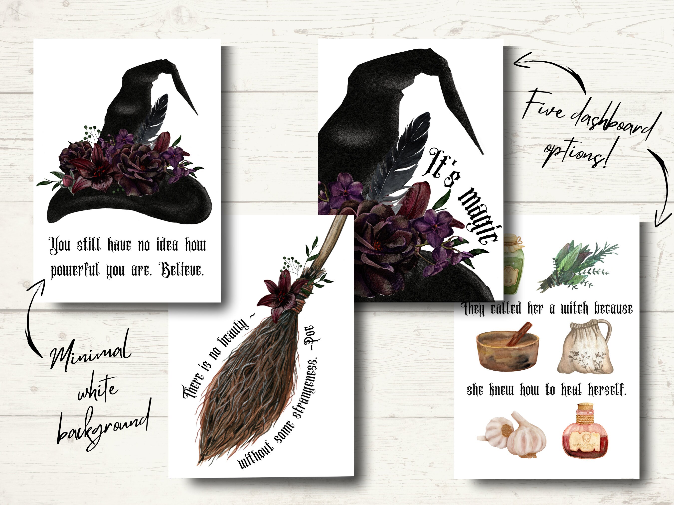 Witchy Dashboard Bundle | Printable Planner Covers | B6 Stalogy | Witch ...