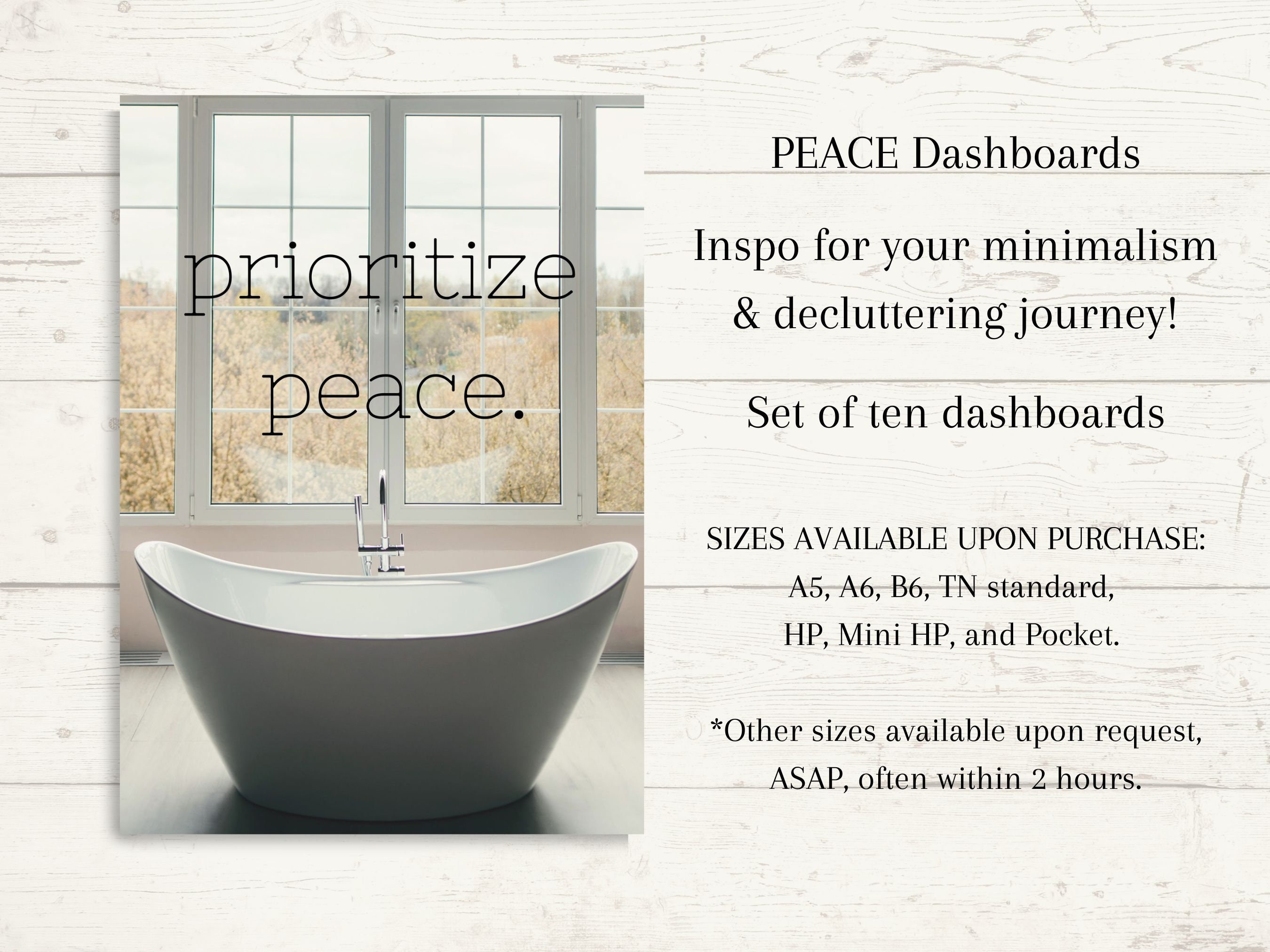 Peace Minimalist Inspo Dashboard Bundle | Decluttering Printables ...