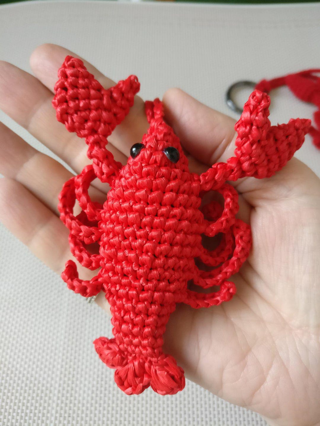 Lobster Handmade Red Lobster Keychain – Crochet Bag Charm With Natural ...