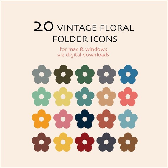 20 Vintage Floral Desktop Icons for Mac & Windows FREE - Etsy