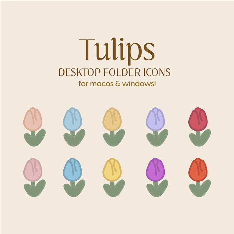 Tulip Desktop Folder Icons | Cute Colorful Icons (mac & Windows) - Etsy