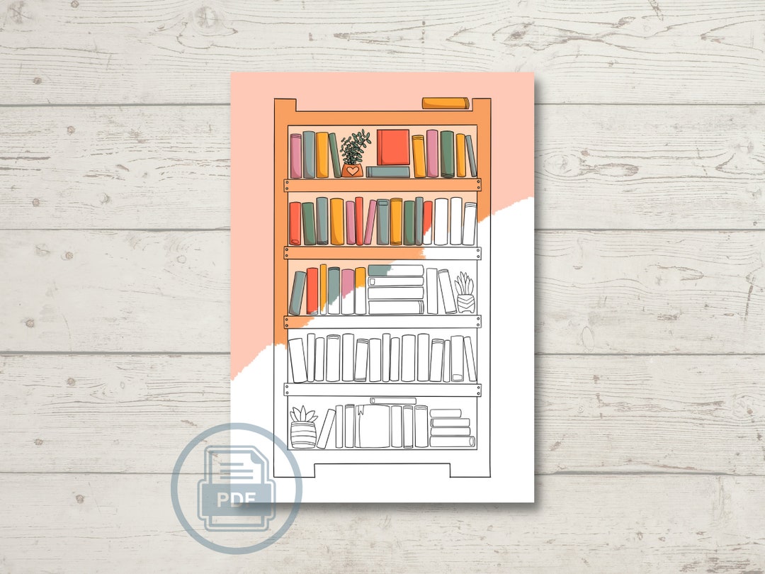 Bookshelves Coloring in Page | Bookish Journal Sheet | Reading Tracker ...