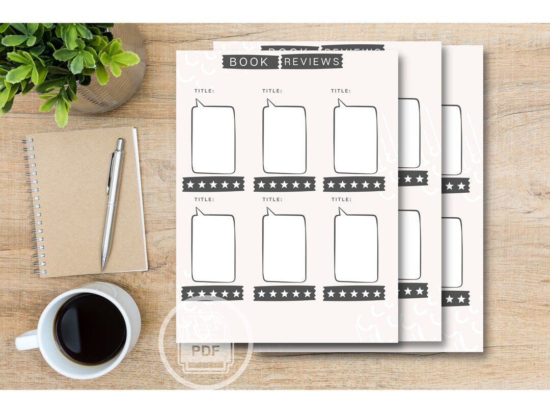 Book Review Chart | Book Rating Sheet | Reading PDF File - Etsy