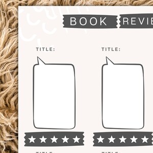 Book Review Chart | Book Rating Sheet | Reading PDF File - Etsy