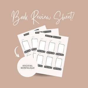 Book Review Chart | Book Rating Sheet | Reading PDF File - Etsy