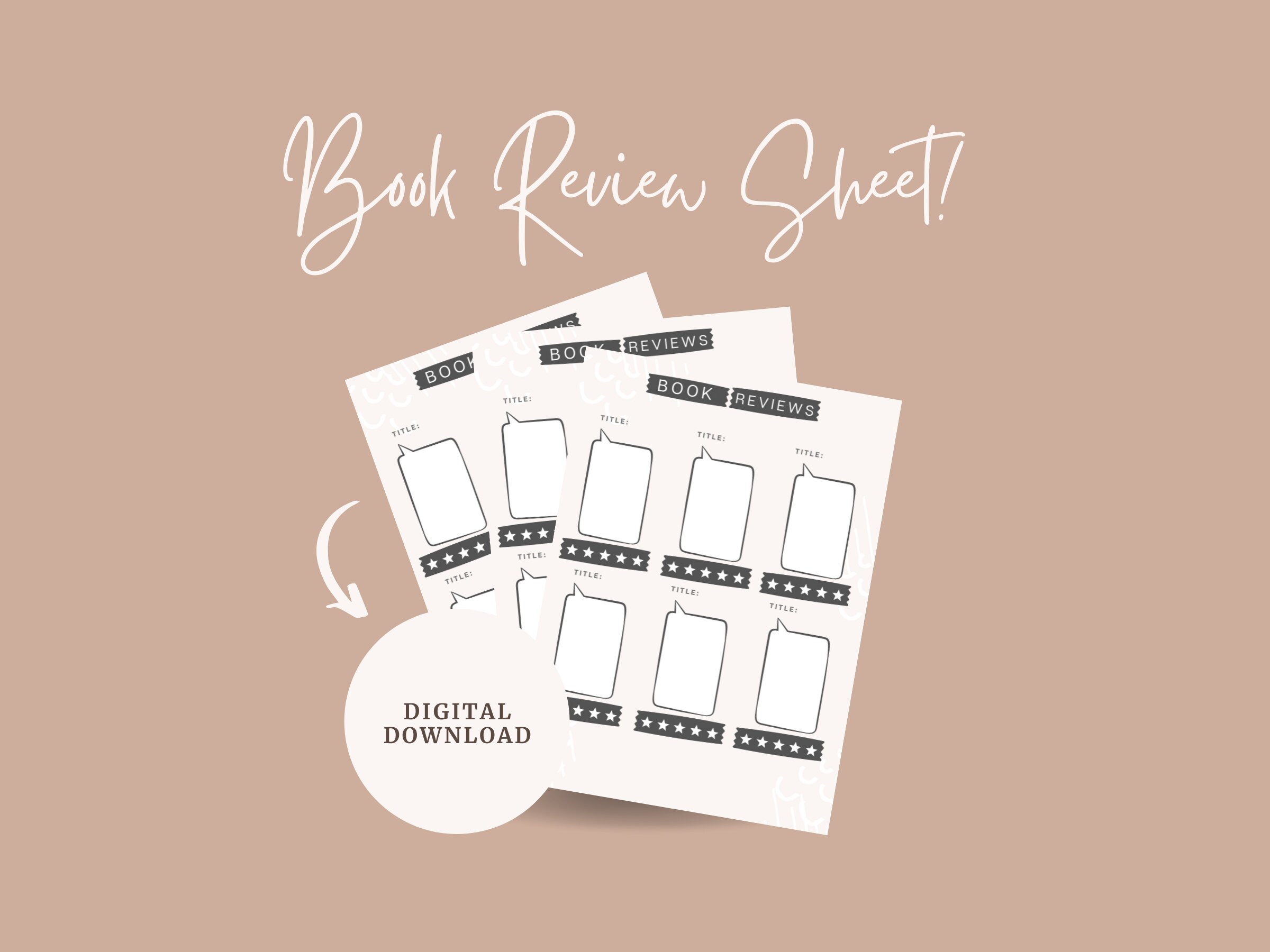 Book Review Chart | Book Rating Sheet | Reading PDF File - Etsy