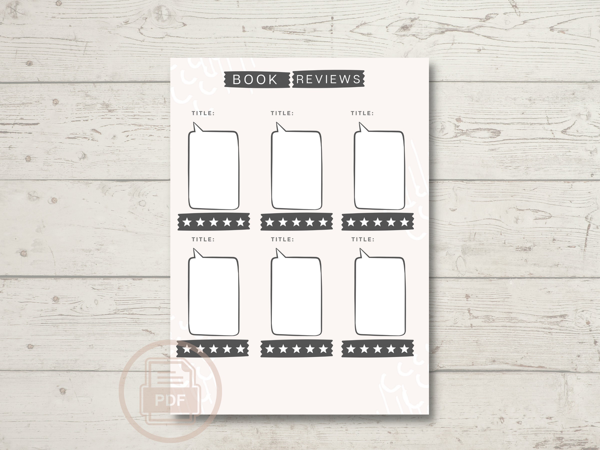 Book Review Chart | Book Rating Sheet | Reading PDF File - Etsy