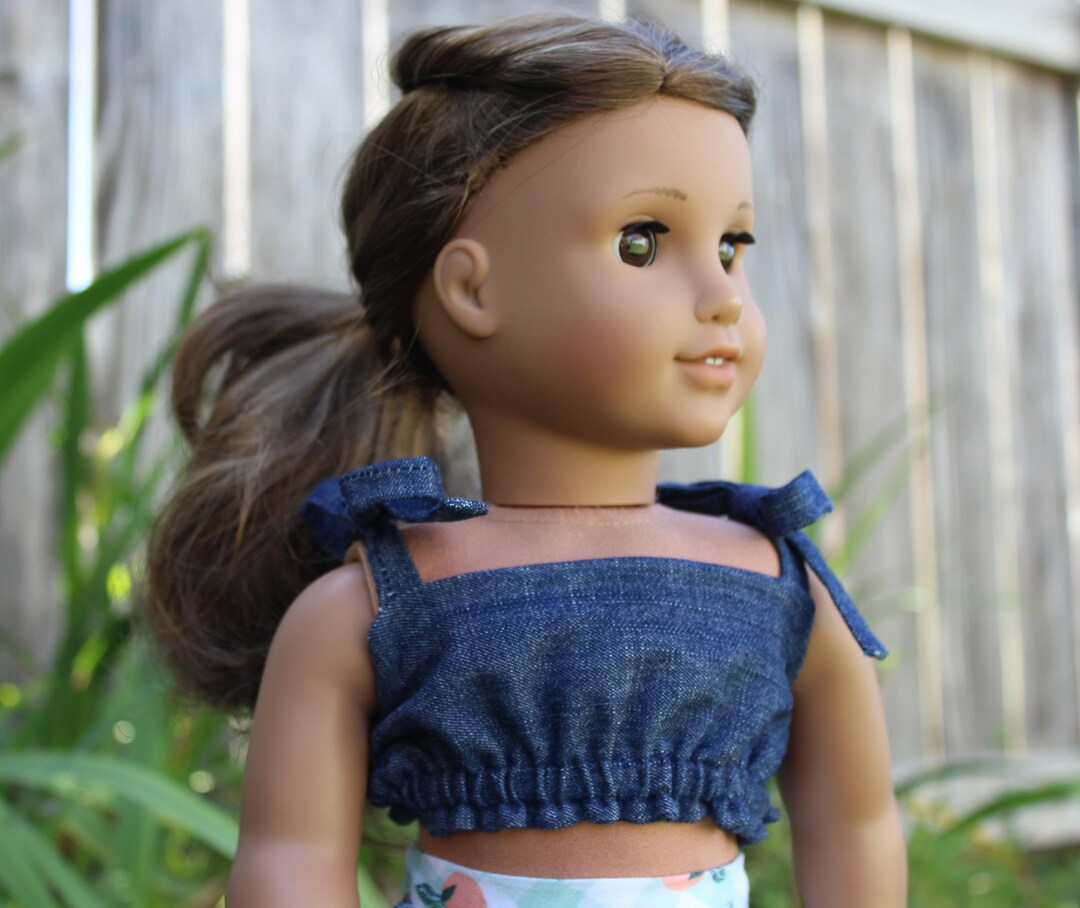Denim Bow Crop Top for AG Dolls - Etsy