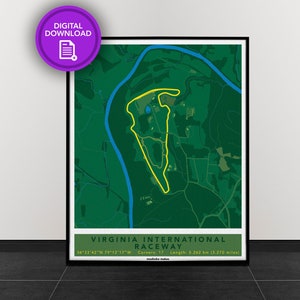 Virginia International Raceway | Track Map for Poster Wall Art | Indy ...