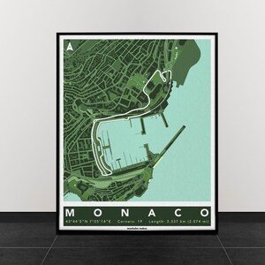 Monaco Track Map for Poster Wall Art Formula 1 Poster | Etsy