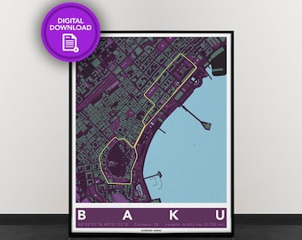 Formula 1 Baku City Circuit Printable Wall Art F1 Poster Digital ...