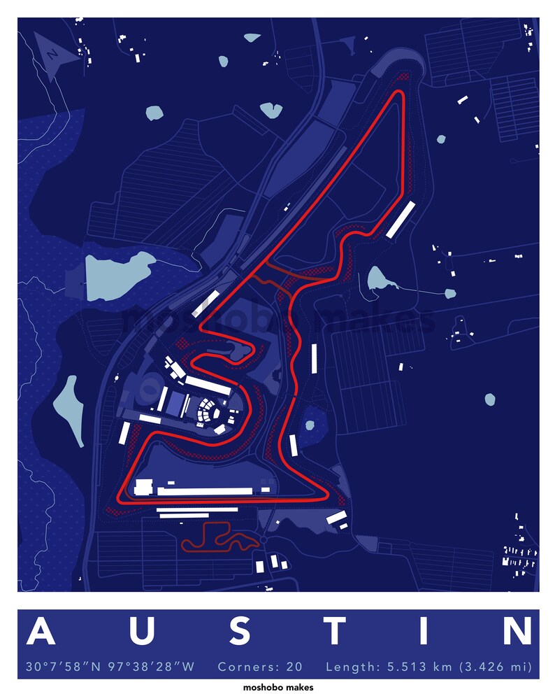 Circuit of the Americas, Austin, Texas | Track Map for Poster Wall Art ...