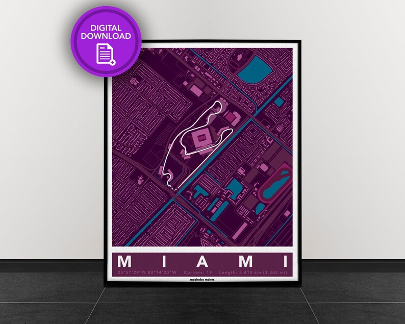 Miami International Autodrome | Track Map for Poster Wall Art | Formula ...