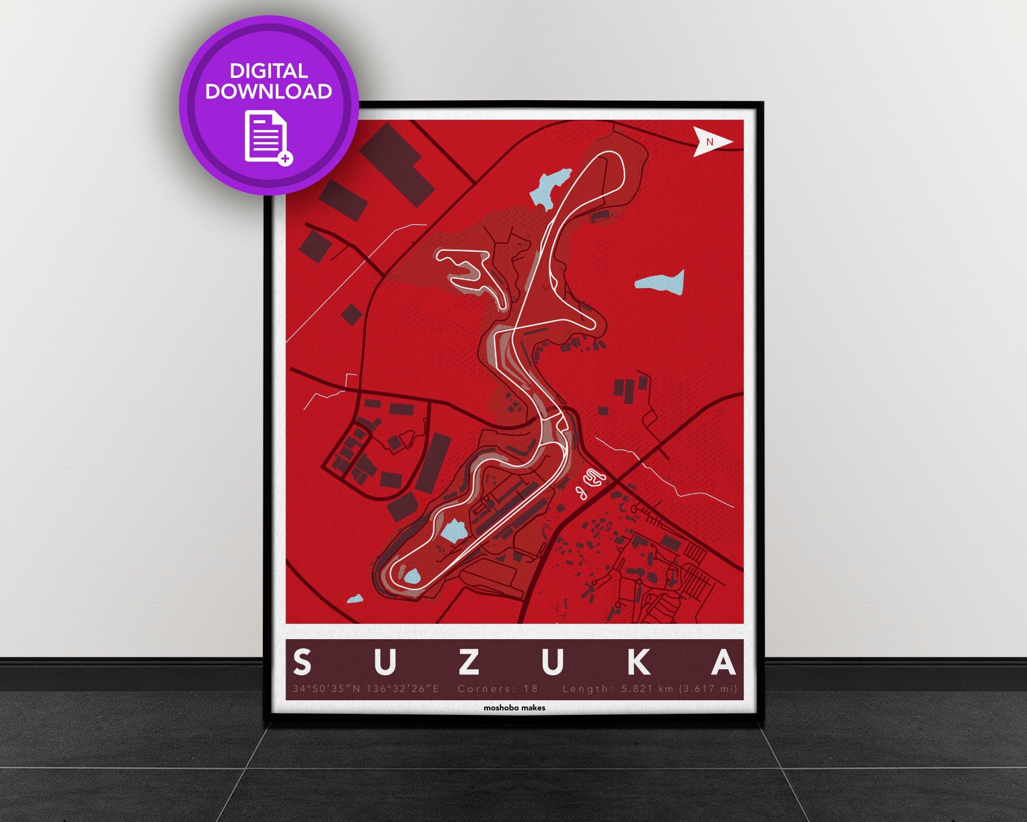 Suzuka Circuit | Track Map for Poster Wall Art | Formula 1 Poster ...