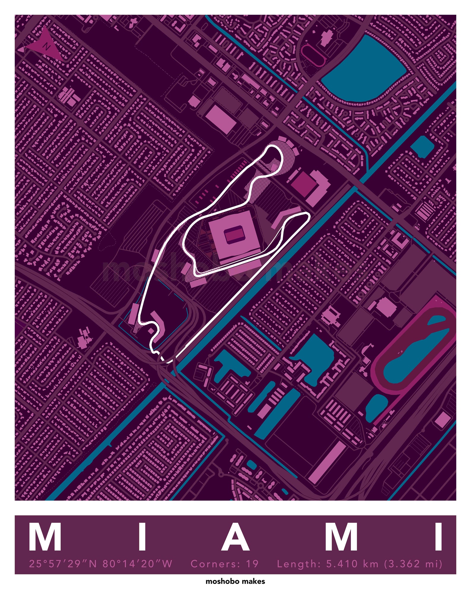 Miami International Autodrome | Track Map for Poster Wall Art | Formula ...