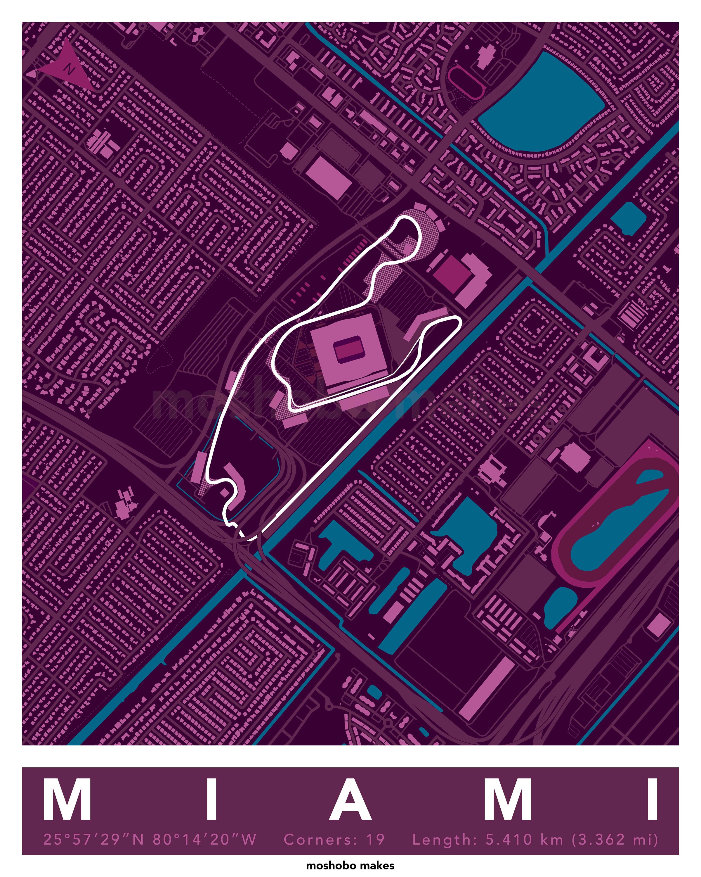 Miami International Autodrome | Track Map for Poster Wall Art | Formula ...