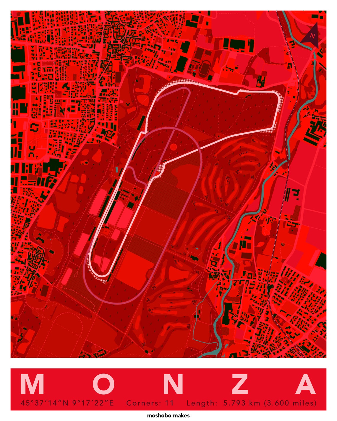 Monza Circuit | Track Map for Poster Wall Art | Formula 1 Poster ...
