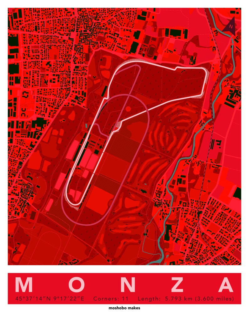 Monza Circuit Track Map for Poster Wall Art Formula 1 - Etsy