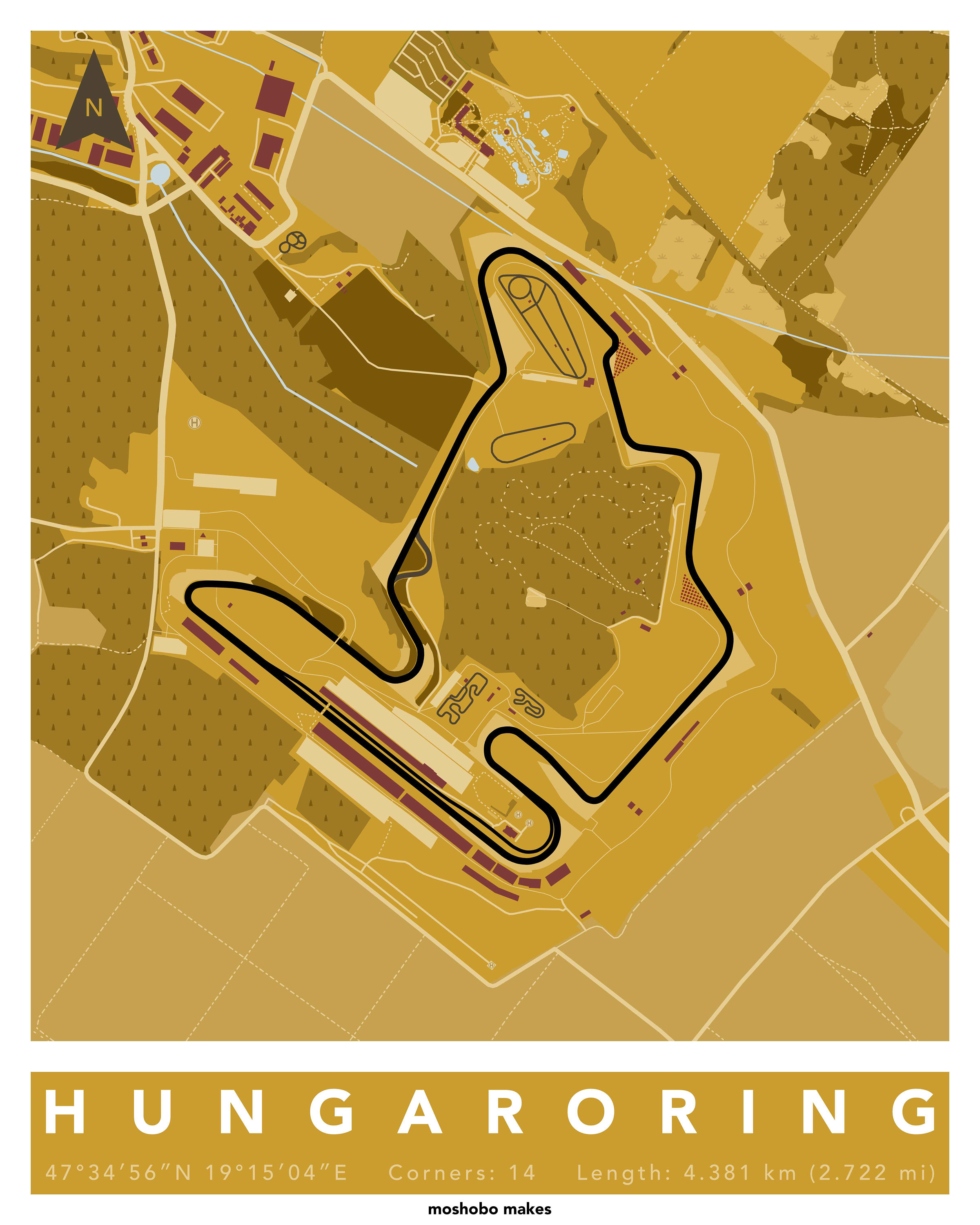 Hungaroring | Track Map for Poster Wall Art | Formula 1 Poster ...