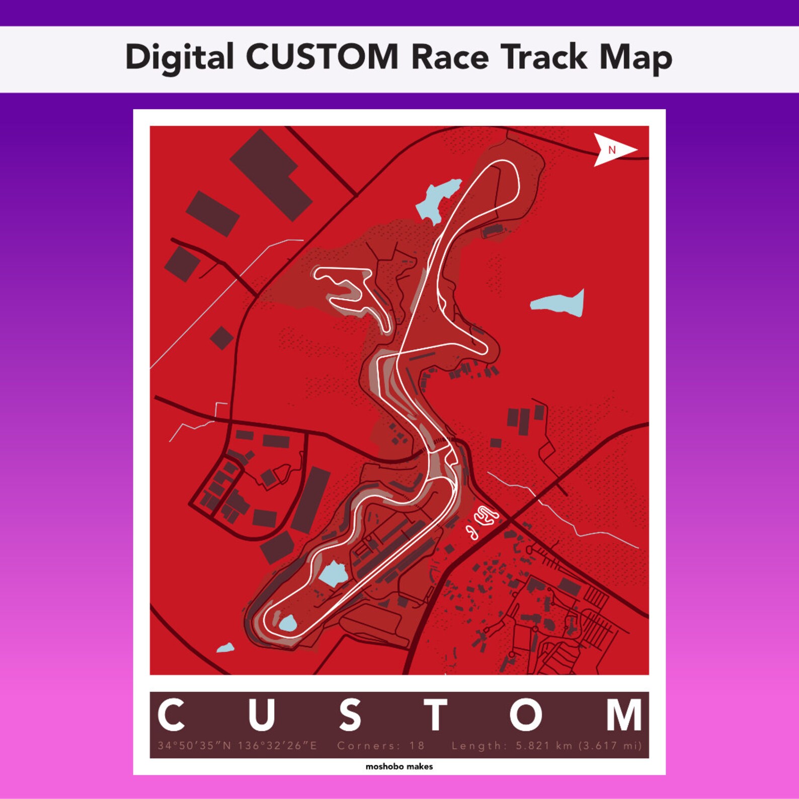 Custom Race Track Map | Digital Download | Personalized Map Poster ...