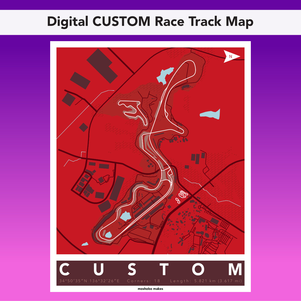 Custom Race Track Map | Digital Download | Personalized Map Poster ...