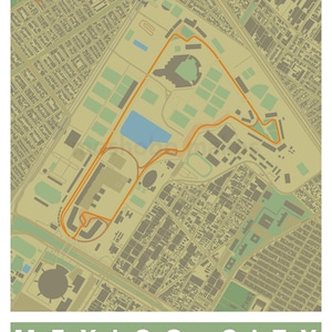 Autódromo Hermanos Rodríguez, Mexico City | Track Map for Poster Wall ...