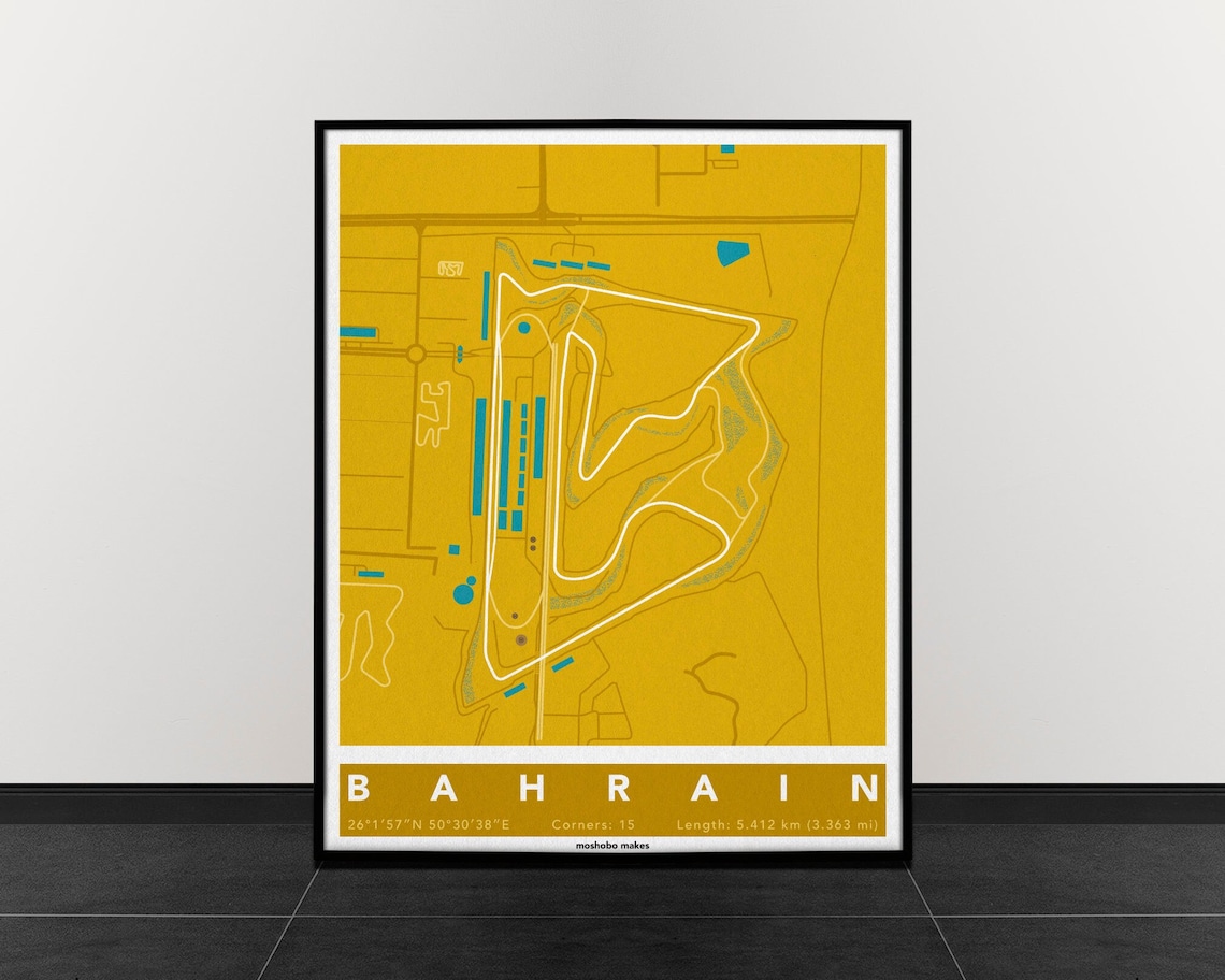 Bahrain International Circuit Grand Prix Layout Track Map | Etsy