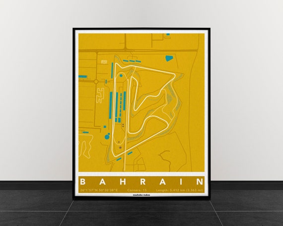 Bahrain International Circuit Grand Prix Layout Track Map | Etsy