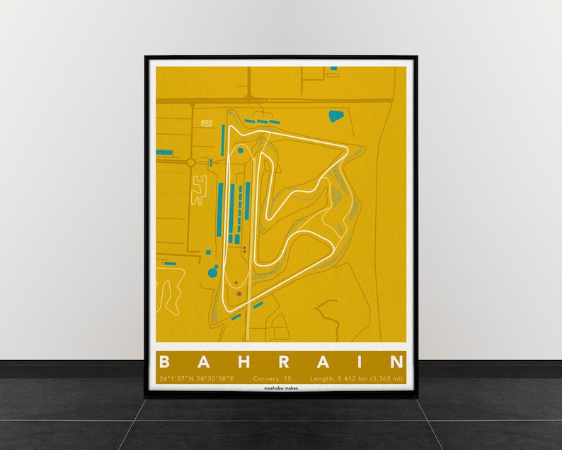 Bahrain International Circuit Grand Prix Layout Track Map | Etsy