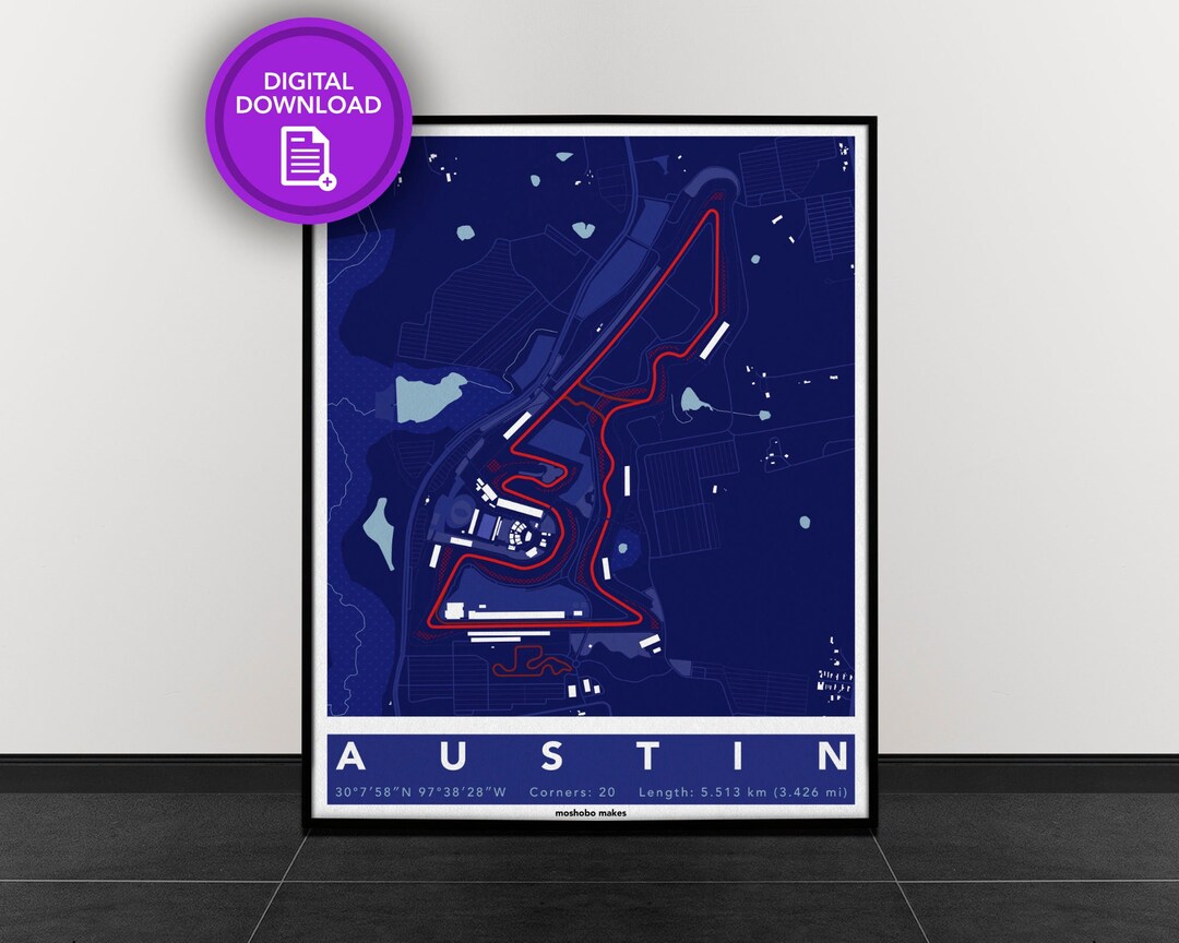Circuit of the Americas, Austin, Texas | Track Map for Poster Wall Art ...