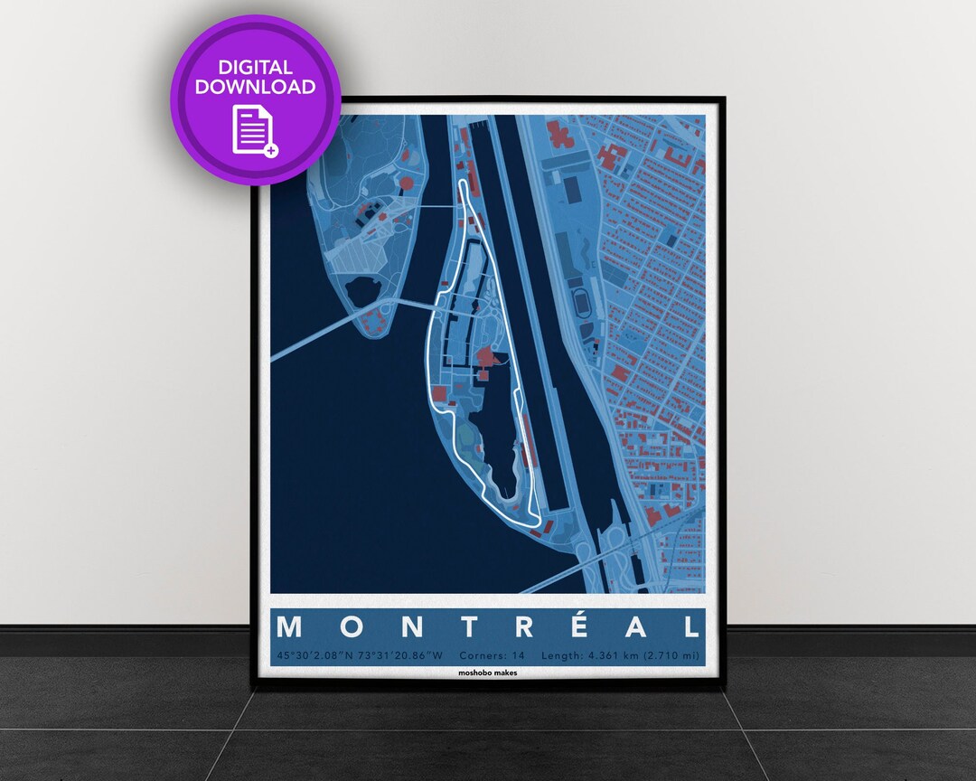 Circuit Gilles Villeneuve, Montreal | Track Map for Poster Wall Art ...