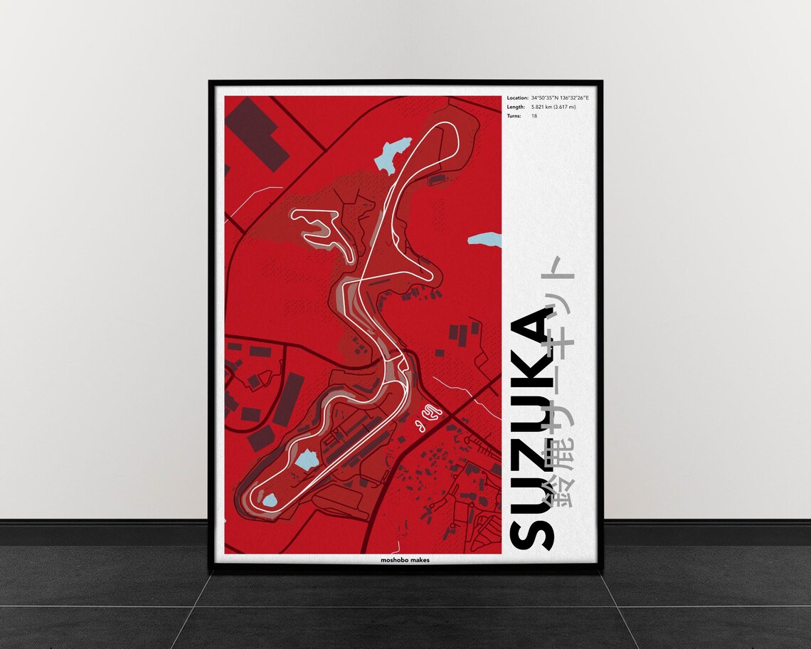 Suzuka Circuit Japanese GP Track Map for Poster Wall Art | Etsy