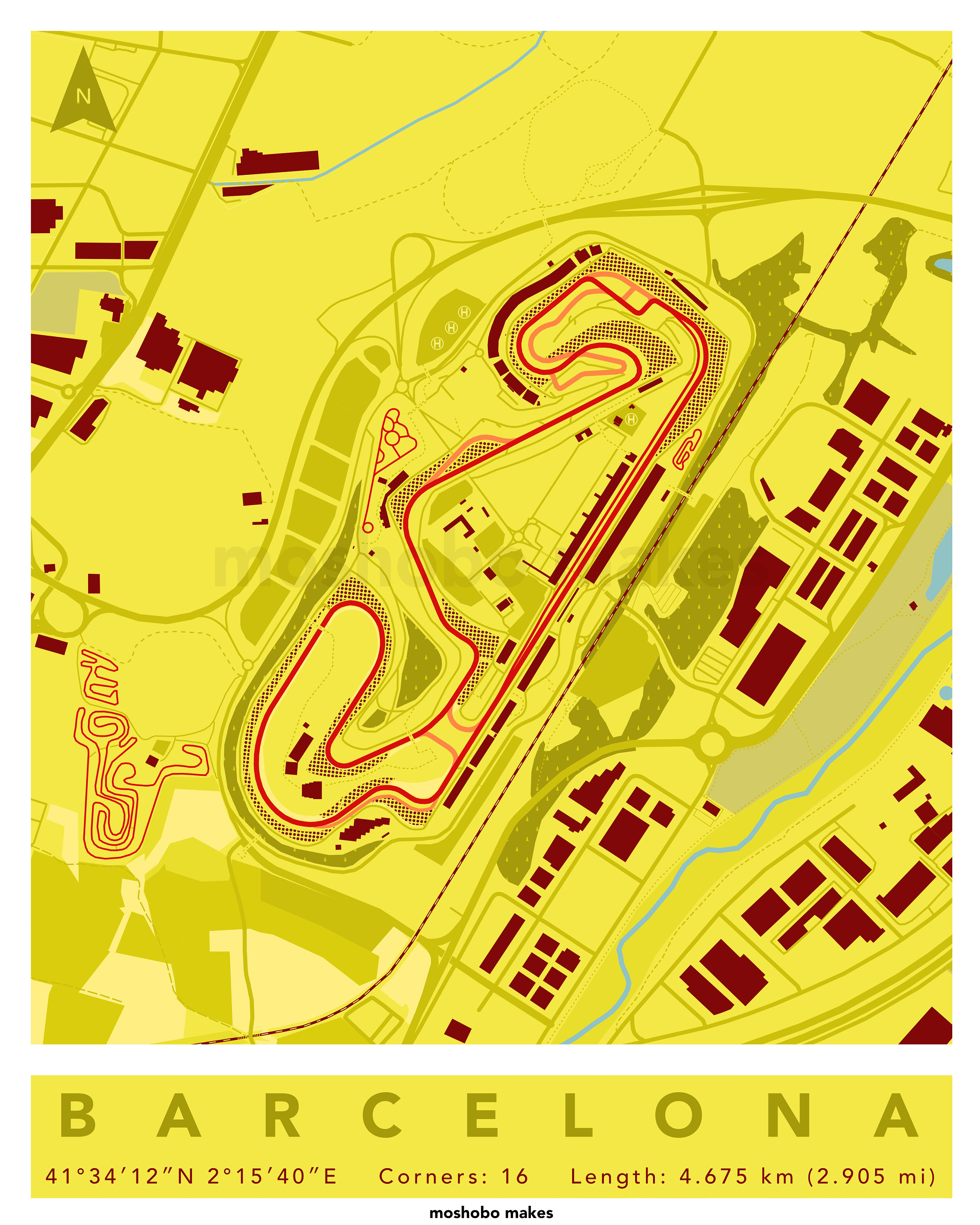Circuit De Barcelona-catalunya | Track Map for Poster Wall Art ...