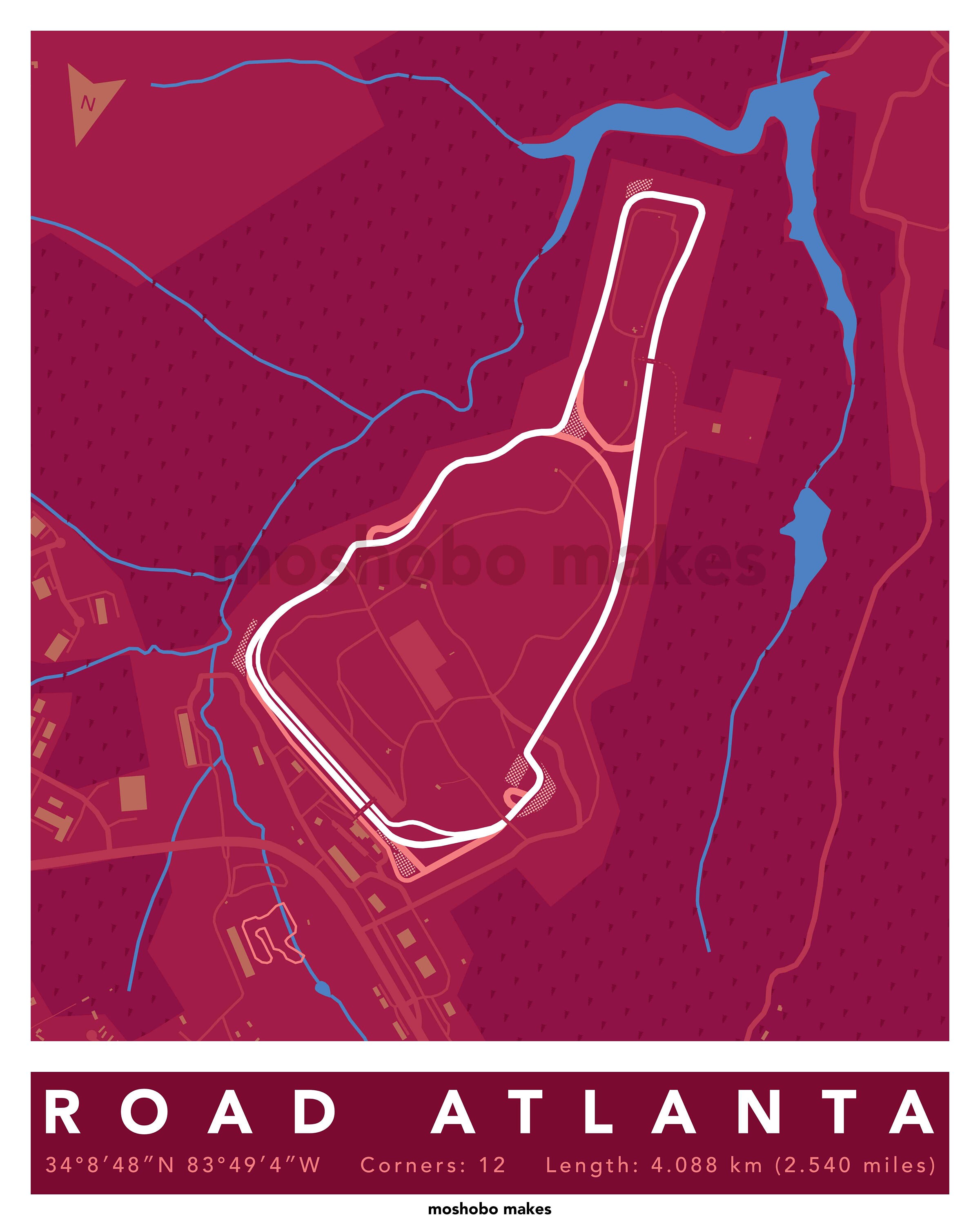 Road Atlanta | Track Map for Poster Wall Art | IMSA Poster | Digital ...