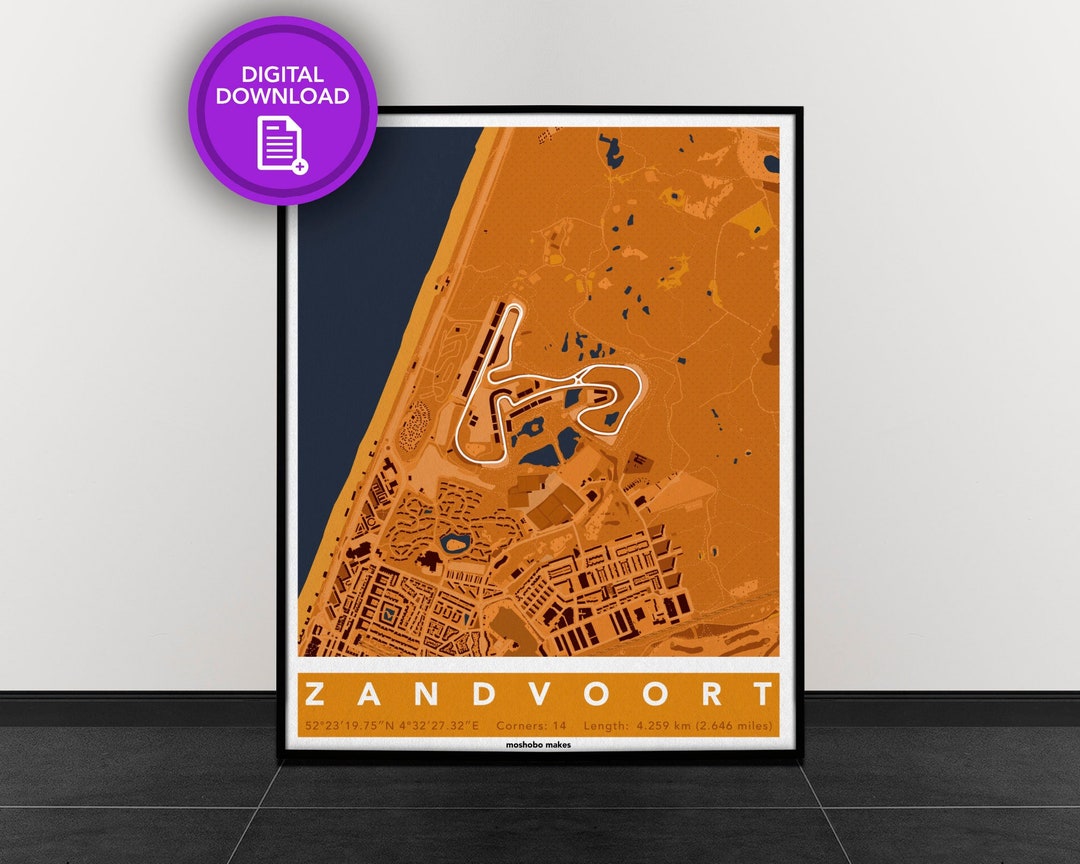 Zandvoort | Track Map for Poster Wall Art | Formula 1 Poster | Digital ...