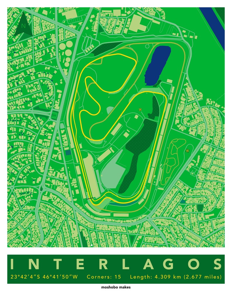 Interlagos, Brazil | Track Map for Poster Wall Art | Formula 1 Poster ...