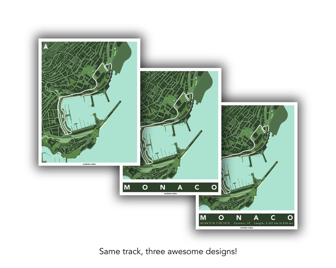 Circuit De Monaco [triple Pack] | Track Map for Poster Wall Art ...