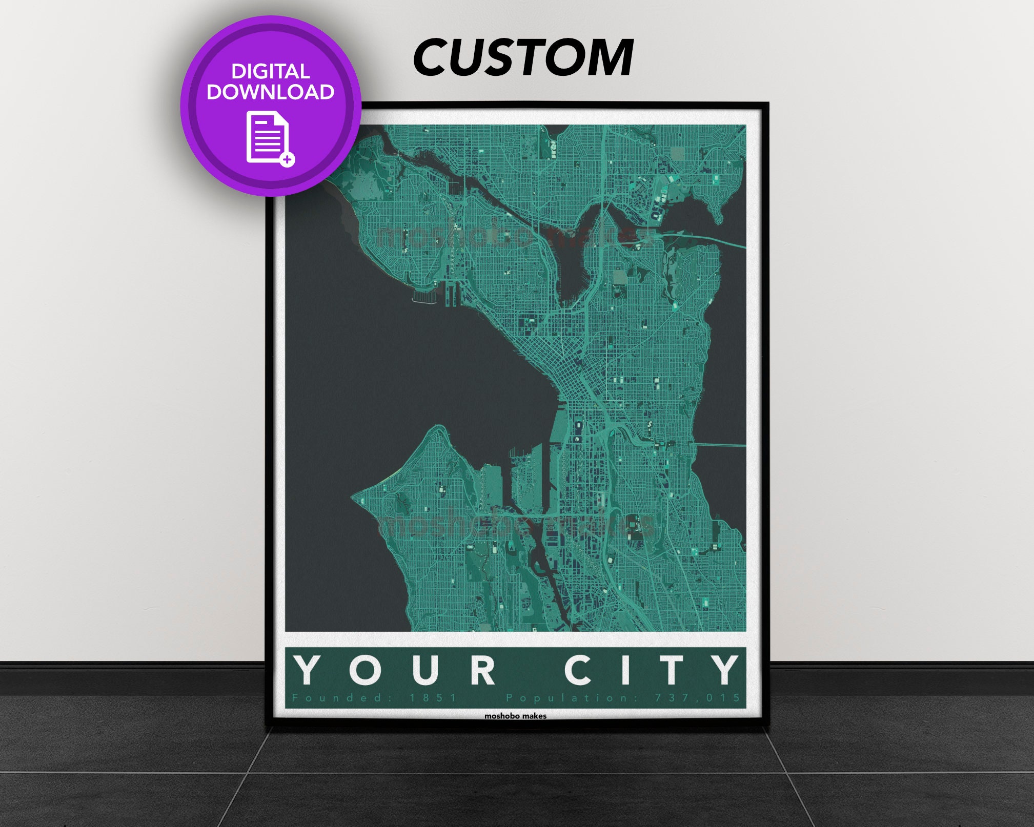 Custom City Map | Digital Download | Personalized Map Poster ...