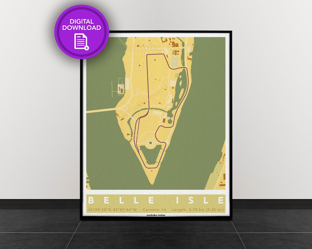 Raceway at Belle Isle | Track Map for Poster Wall Art | IMSA Poster ...