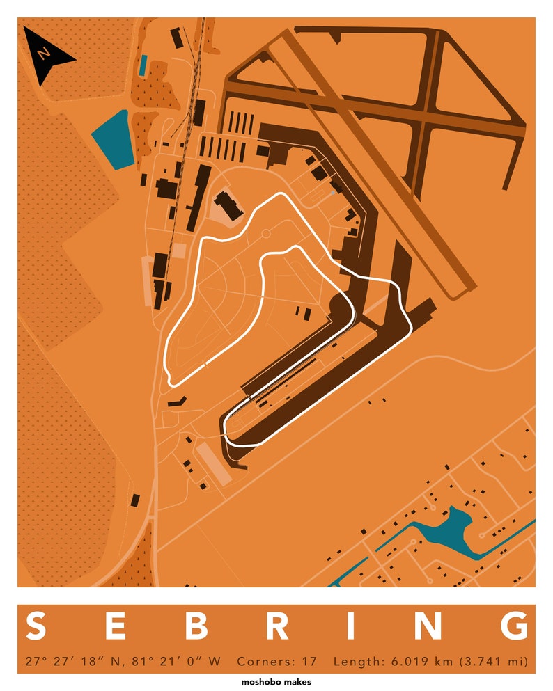 Sebring International Raceway [dual Pack] | Track Map for Poster Wall ...