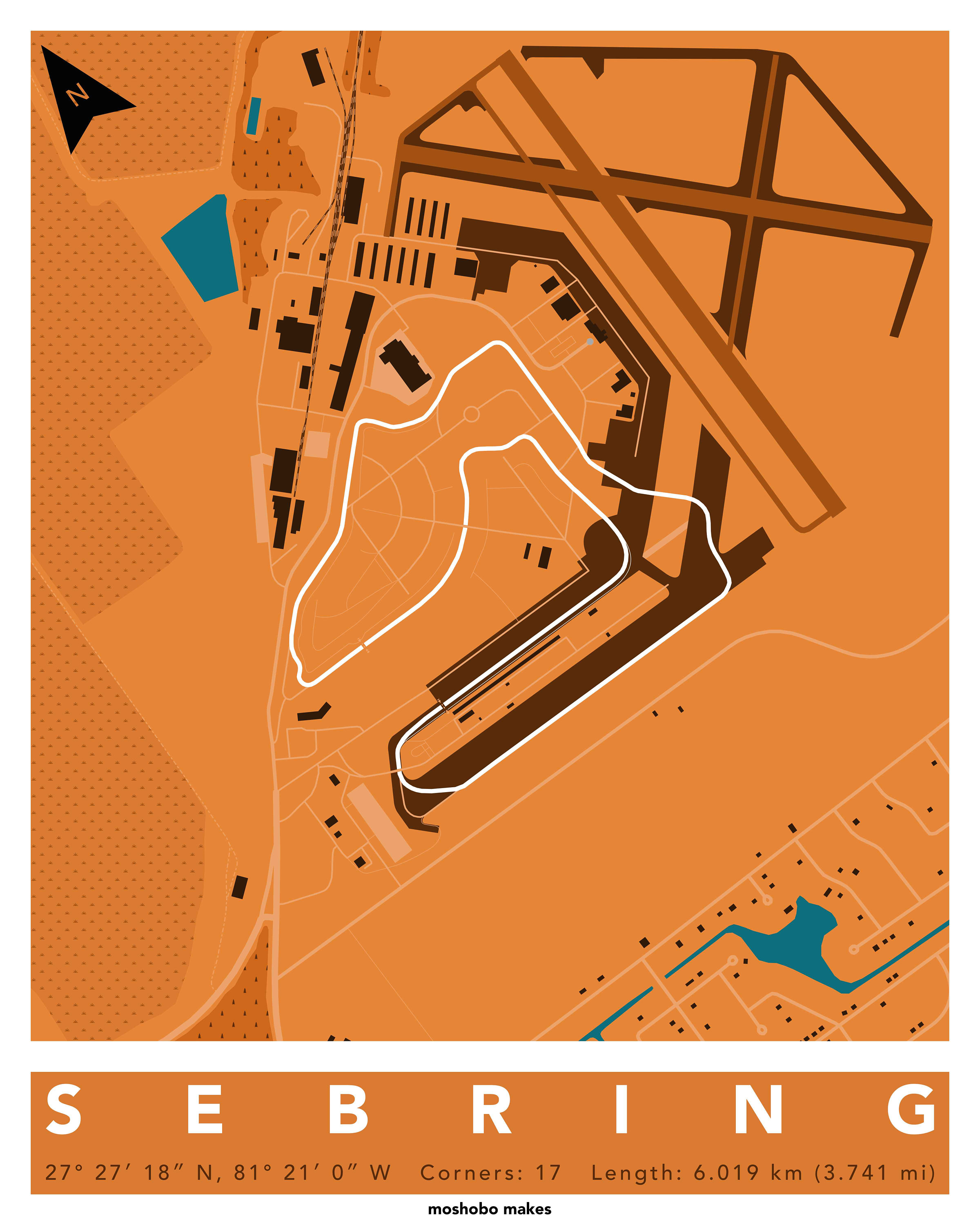 Sebring International Raceway [dual Pack] | Track Map for Poster Wall ...