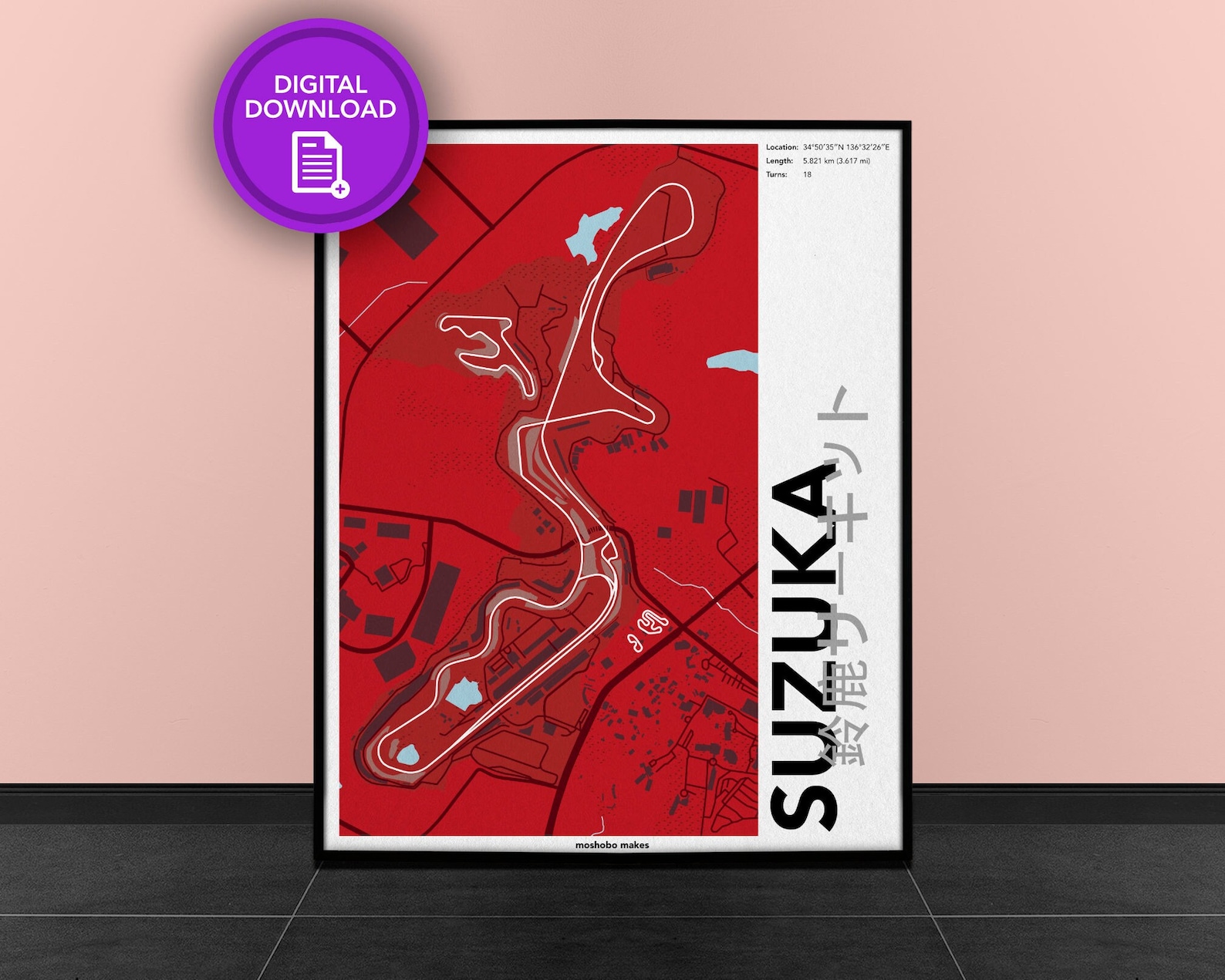 Suzuka Circuit, Japanese GP | Track Map for Poster Wall Art | Formula 1 ...