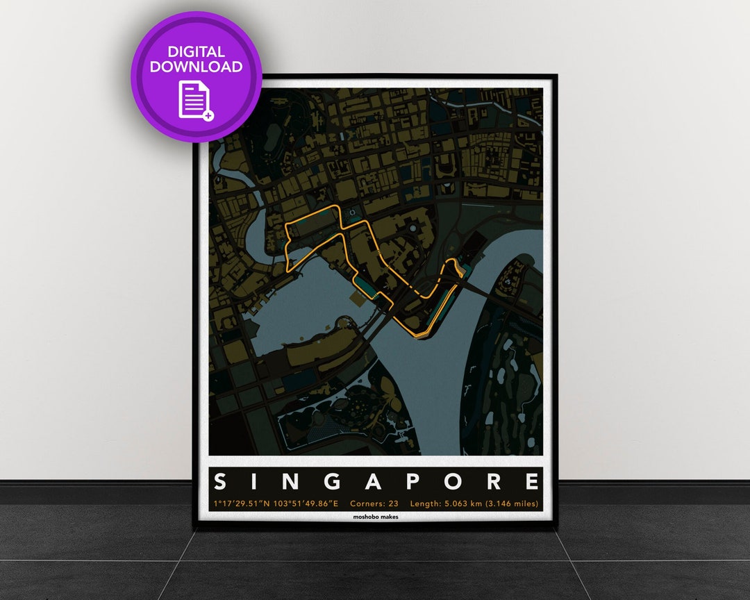 Marina Bay, Singapore | Track Map for Poster Wall Art | Formula 1 ...