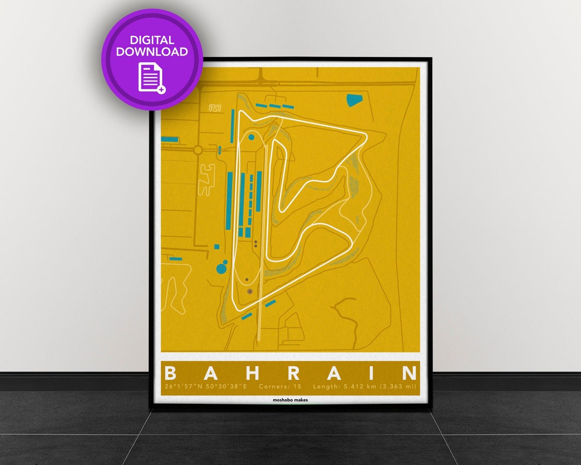 Bahrain International Circuit, Grand Prix Layout | Track Map for Poster ...