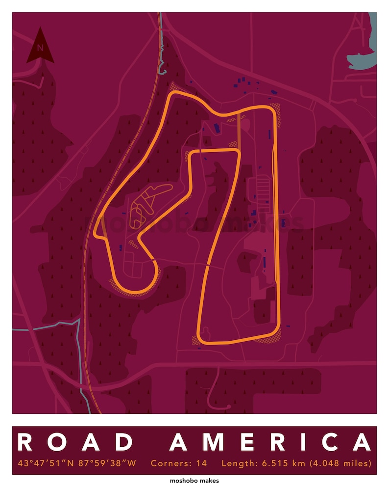 Road America Track Map for Poster Wall Art IMSA Indycar - Etsy