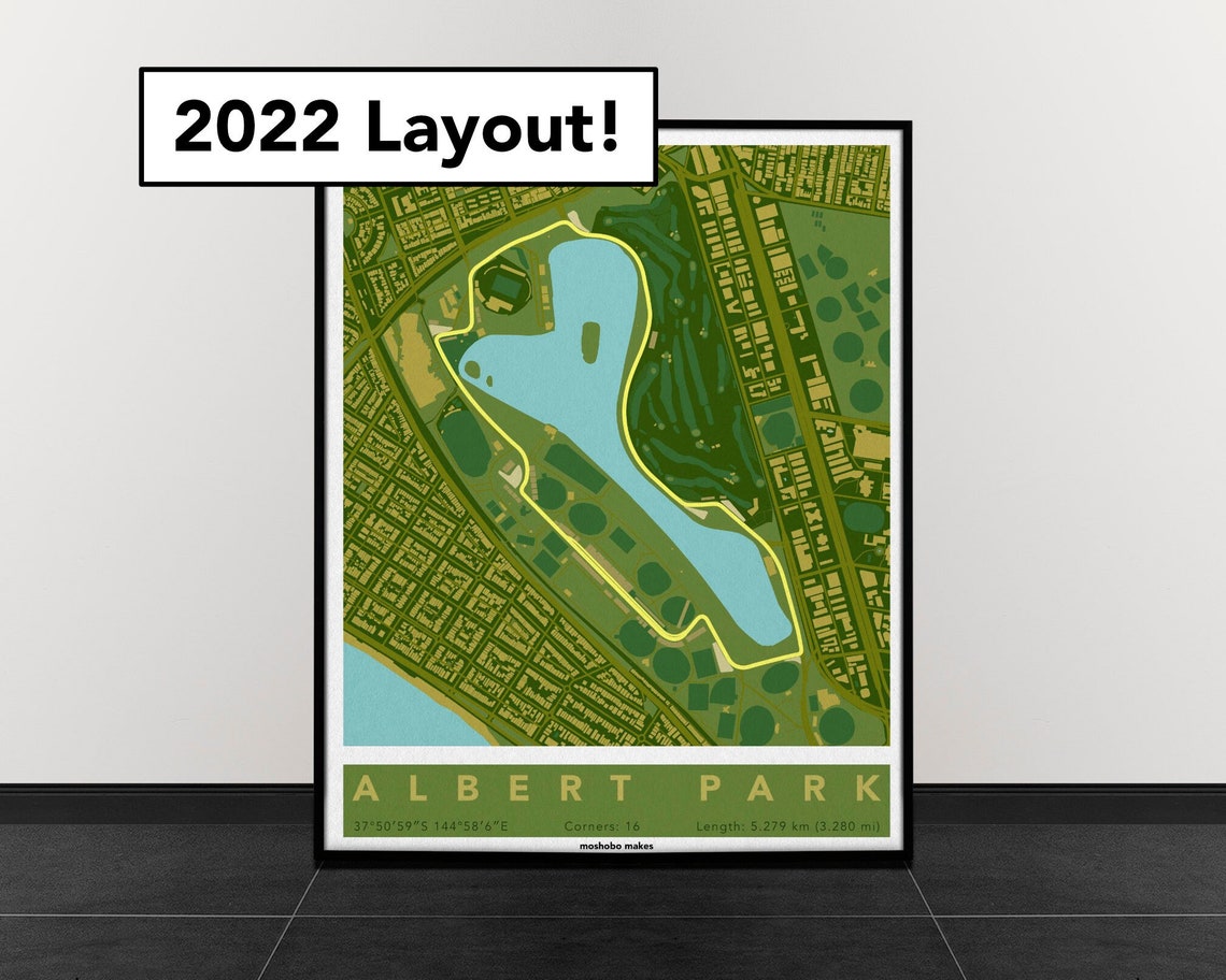 Albert Park Circuit NEW 2022 Layout Australian GP Track Map for Poster ...