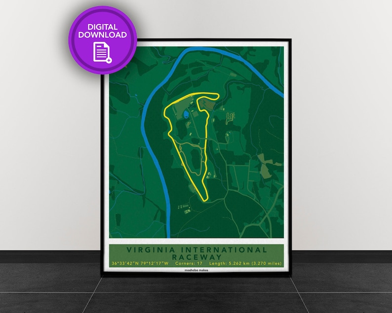 Virginia International Raceway | Track Map for Poster Wall Art | Indy ...