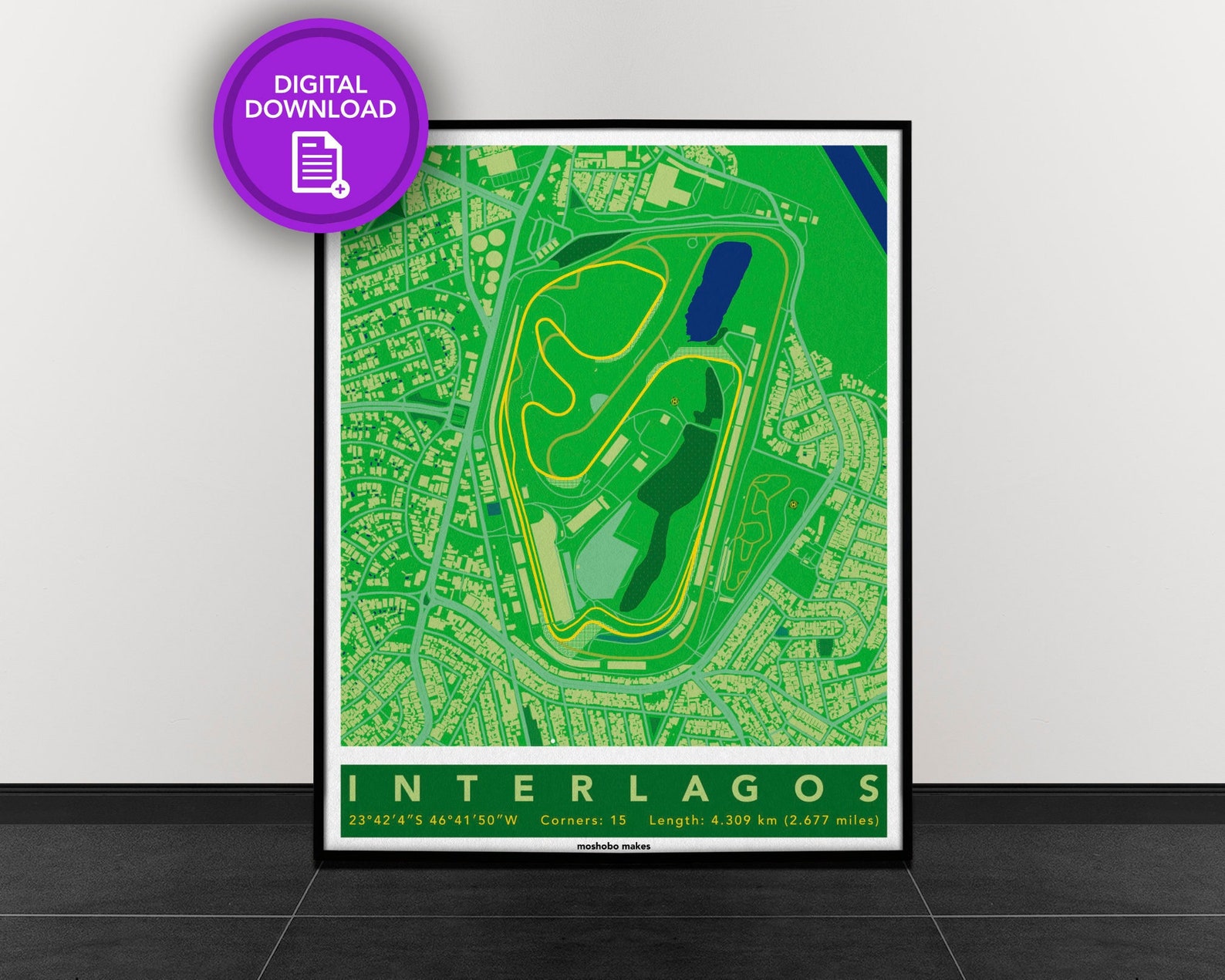 Interlagos, Brazil | Track Map for Poster Wall Art | Formula 1 Poster ...