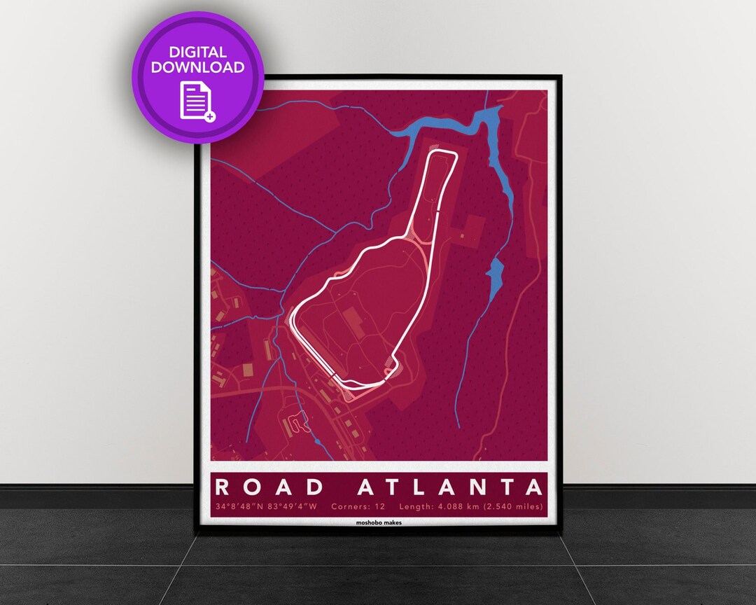 Road Atlanta | Track Map for Poster Wall Art | IMSA Poster | Digital ...